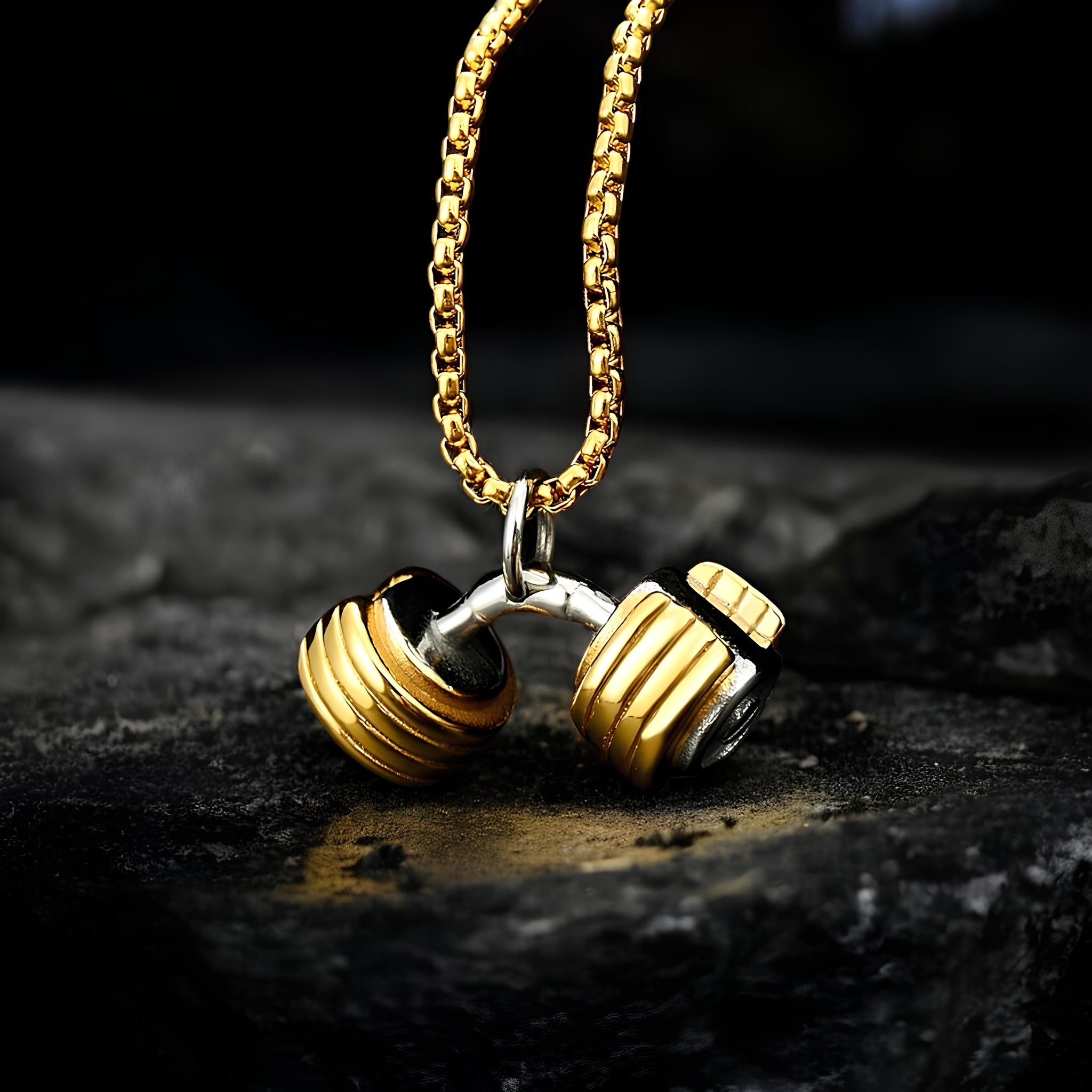 18k Gold | Gym Jewelry | 18k Gold Dumbbell Necklace