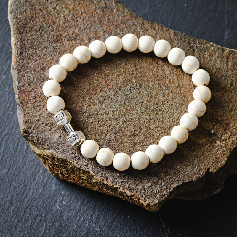 Dumbbell Bracelet | Gym Jewelry | Ivory Bracelet